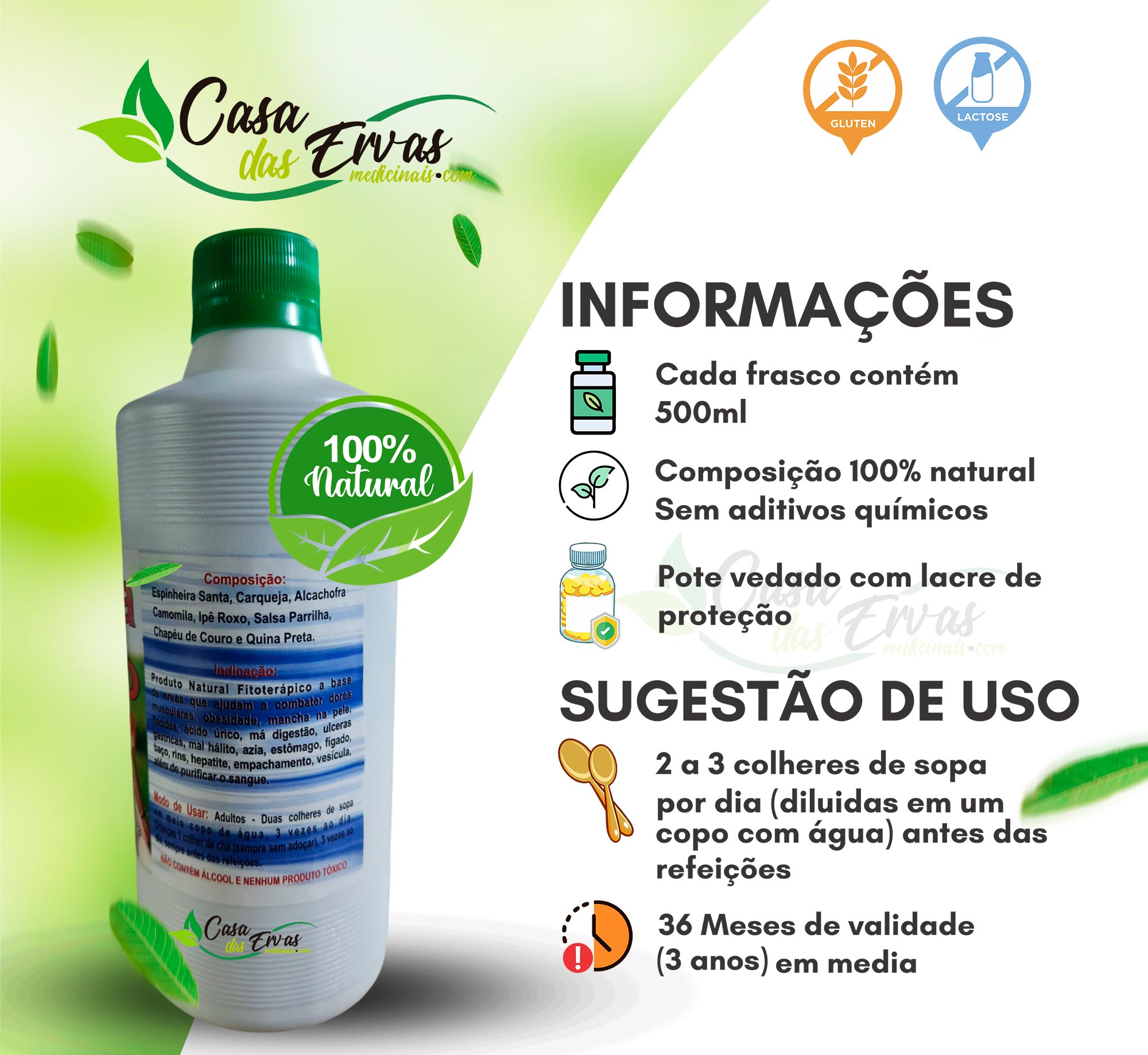 Composto de Medicinal Cura Tudo 500 ML - Casa das Ervas Medicinais
