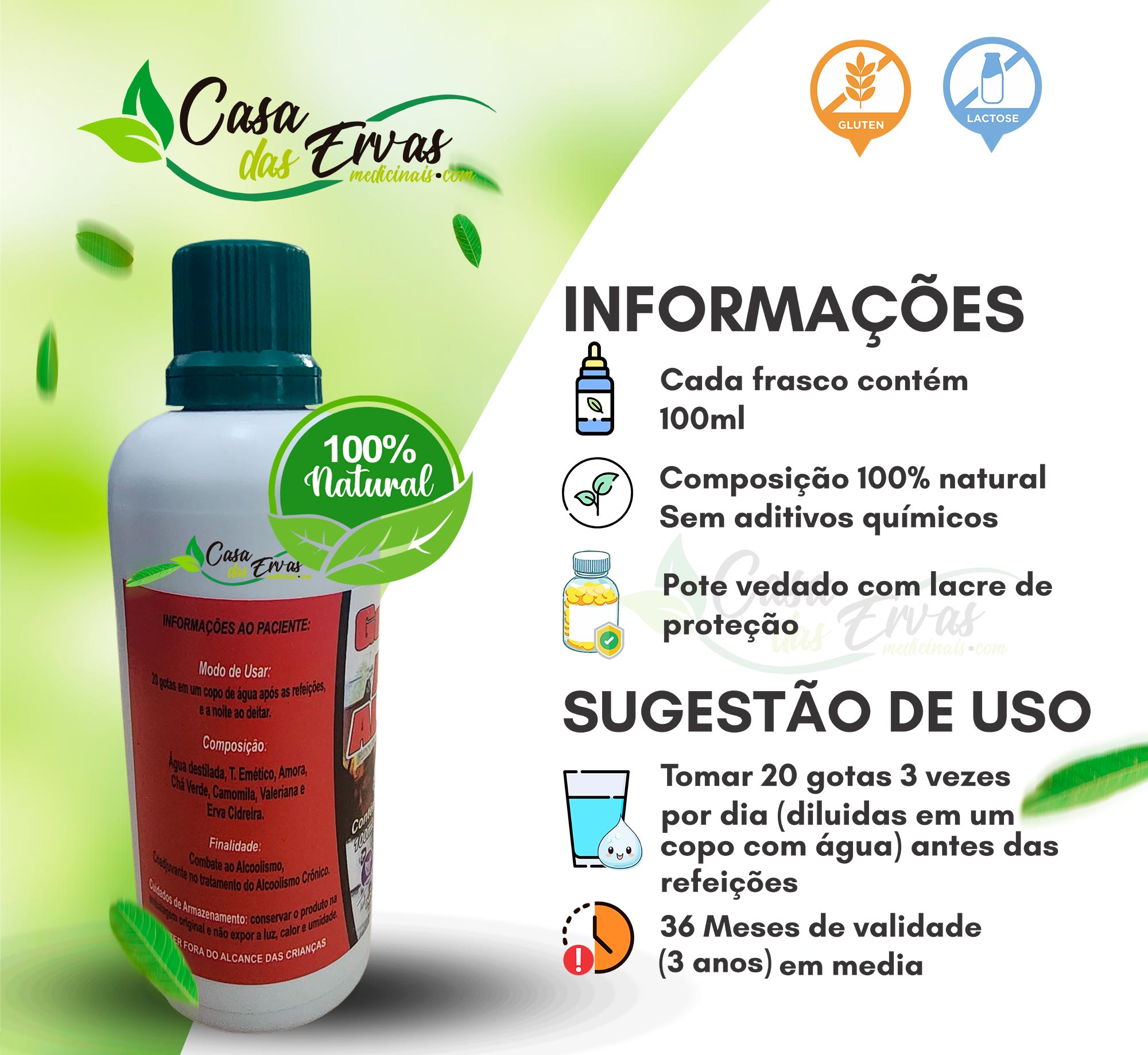 Anti-Alcool ( Parar de Beber ) 100 ML - Casa das Ervas Medicinais