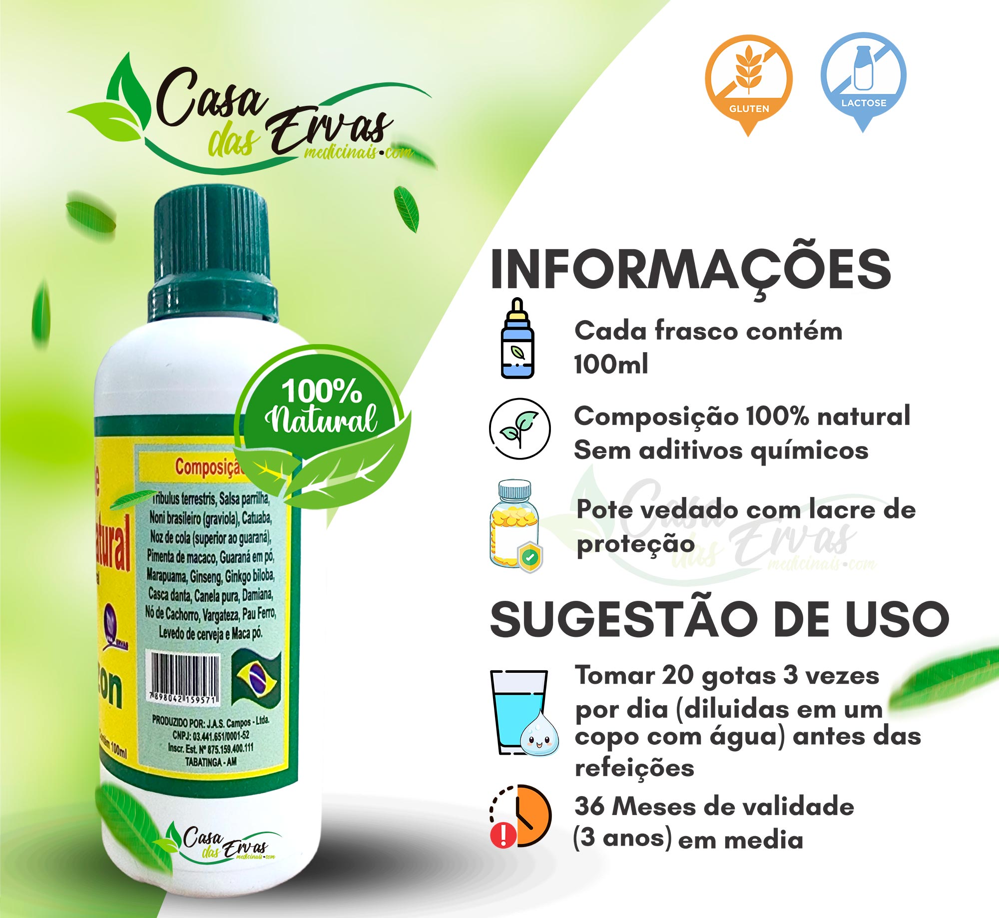 Composto Viagron Natural 100 ML - Casa das Ervas Medicinais