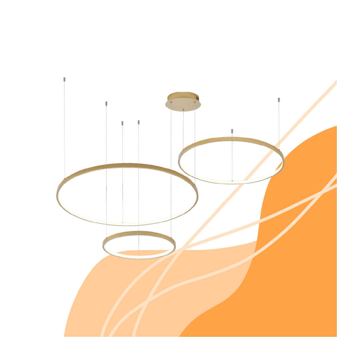 Pendente led Bevis dourado 115W 3000K - FLP ILUMINAÇÃO