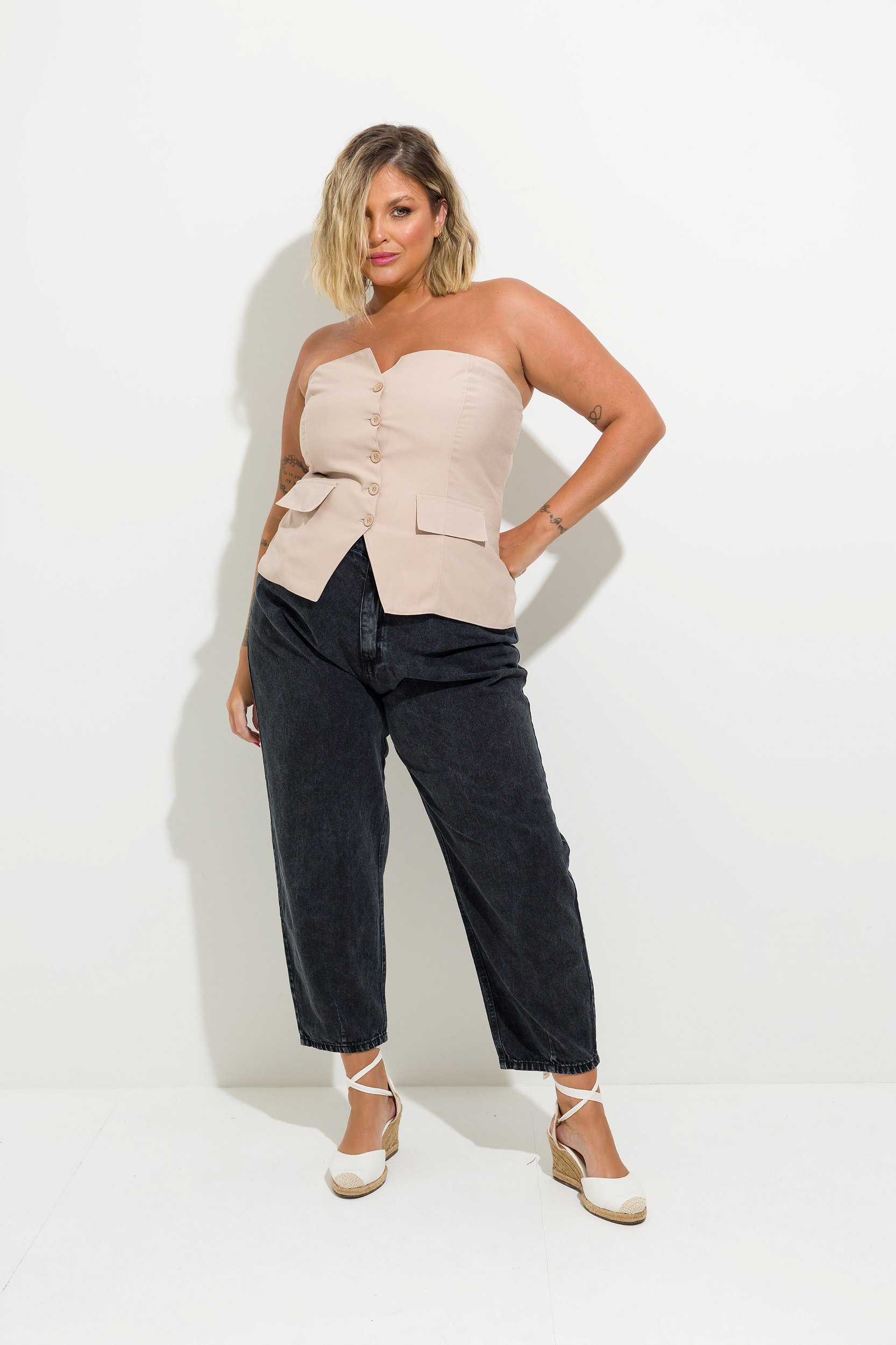 Calça Jeans Baggy Plus Size Estonada Madu 787 Shirts