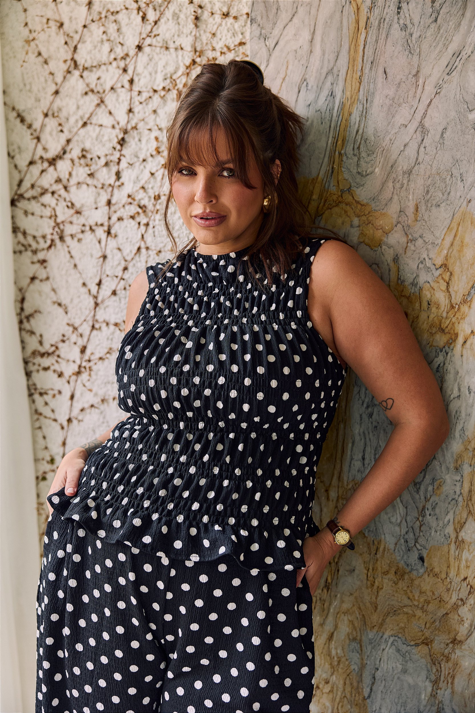 Regata Alice Poá Preta - 787 Shirts