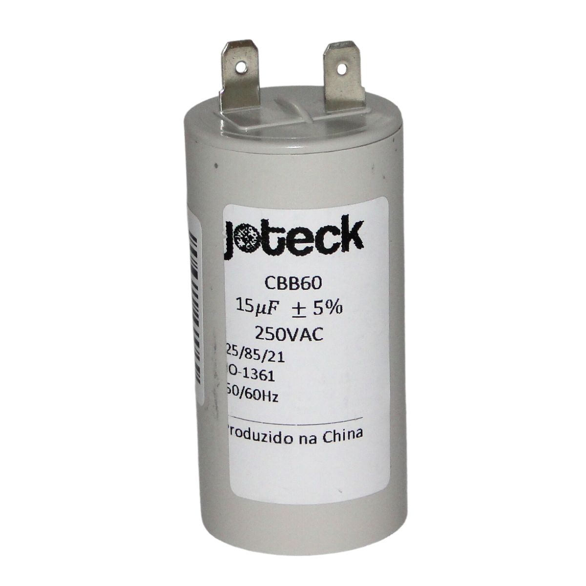 Capacitor Para Lavadora 15UF 250VAC com 2 terminais Joteck CBB60 JO ...