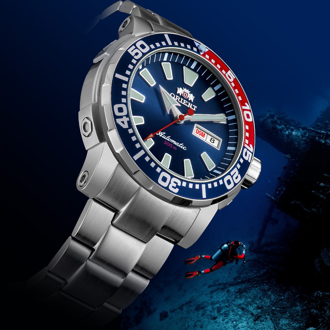 Relógio Orient Masculino Automático Diver Poseidon 300m Correia Pratea ...