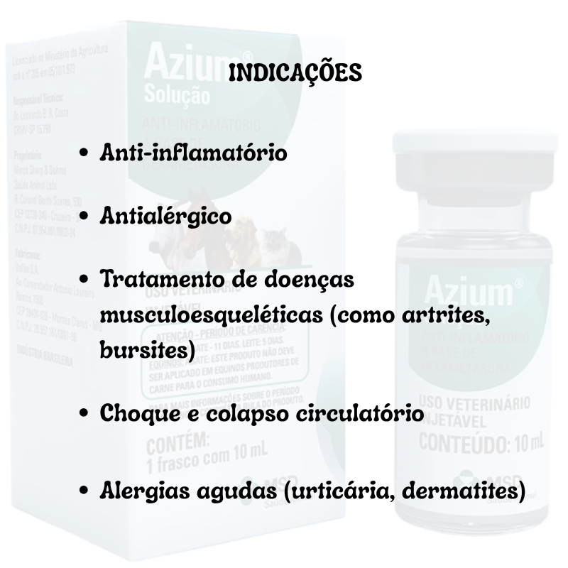 Azium MSD Injetável 10 mL – Anti-inflamatório para Uso Veterinário ...