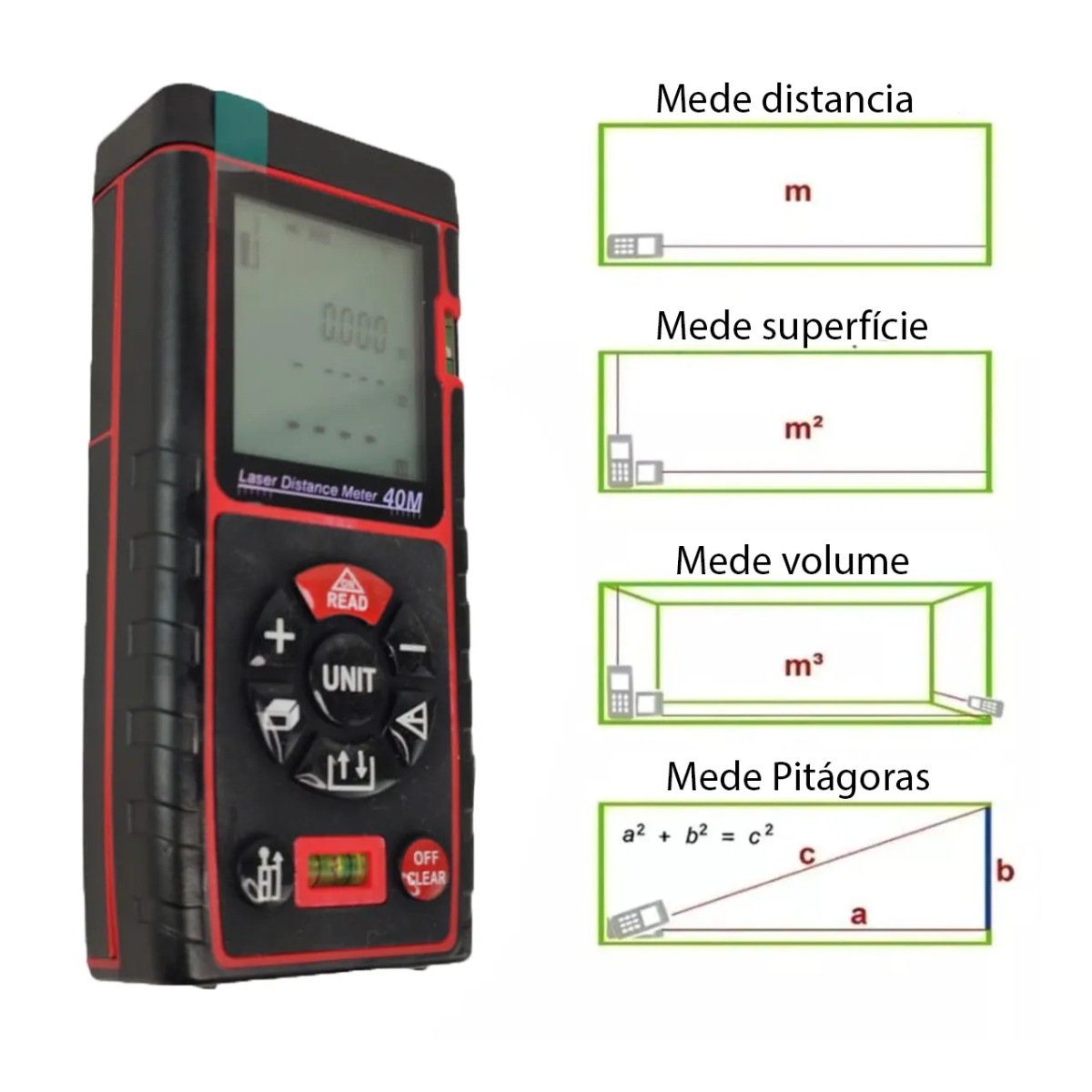 Trena A Laser Digital Medidor De Distancia Trena Laser 40m Profissional ...