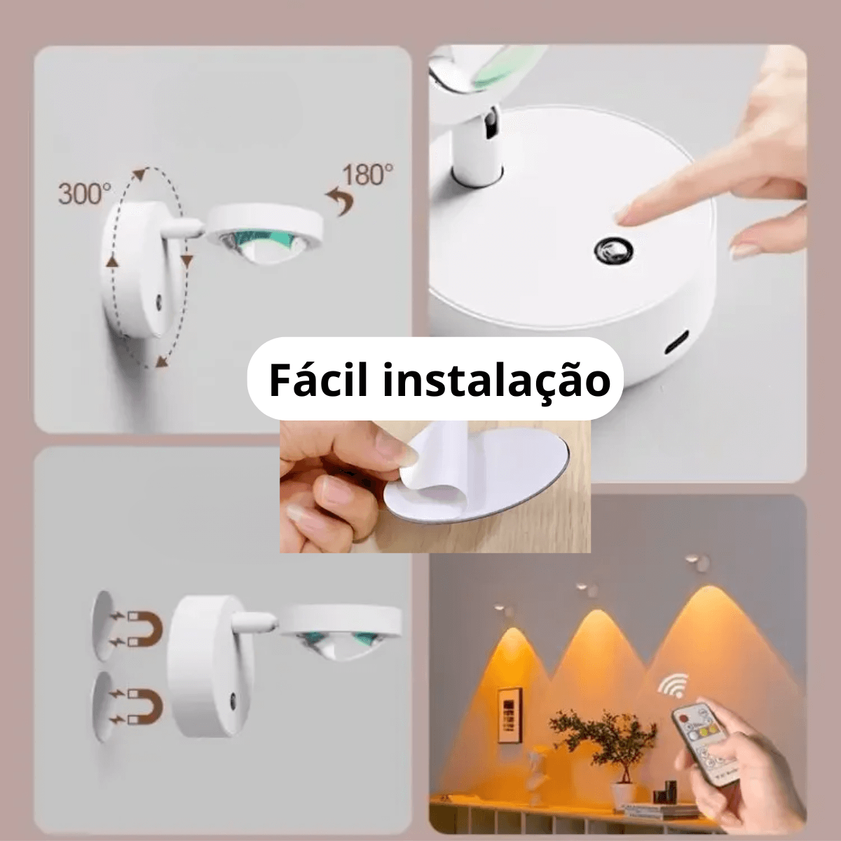 Luminária Spot Luz De Parede Cabeceira Magnética Touch Led Amarela ...