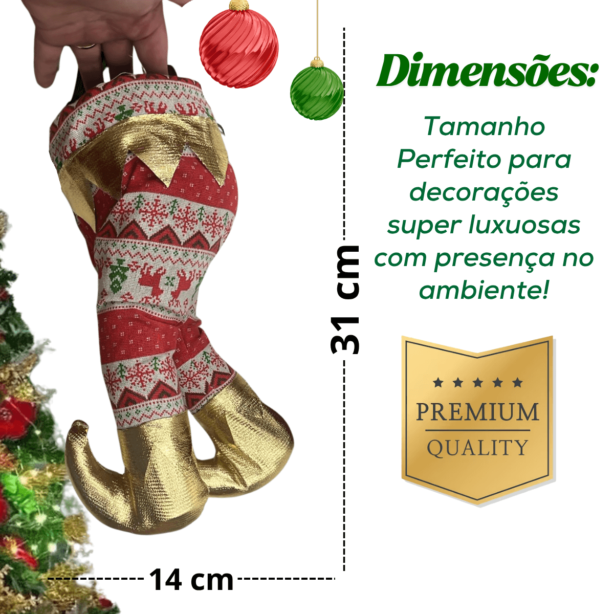 Enfeite Pernas de Duende Natalino Para Árvore de Natal Decoração - Loja ...