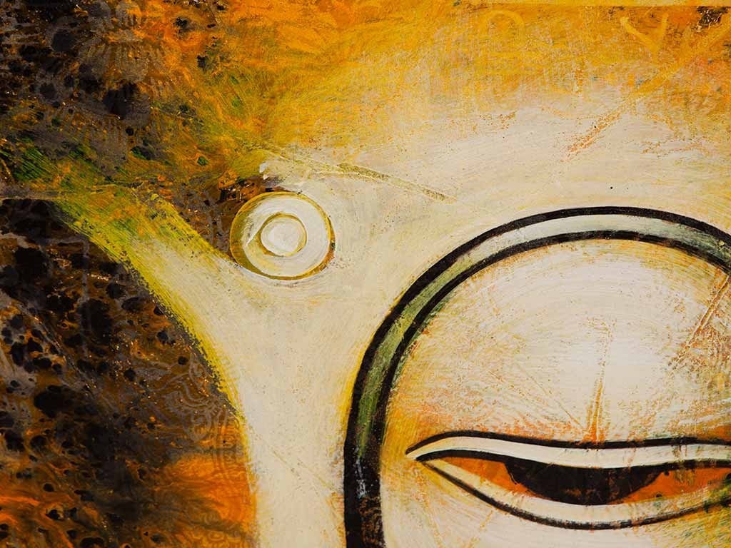Quadro Rosto de Buda em Tela (80cm) - Relaxar e Meditar