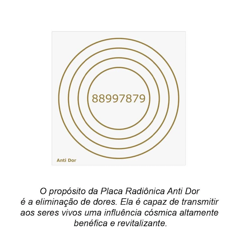 Placa Radiônica Anti Dor (PVC) - Relaxar e Meditar