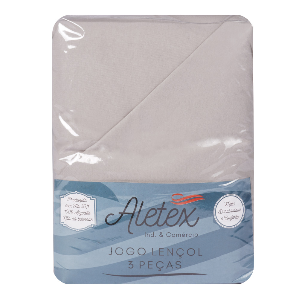 Jogo de Cama Queen Size Malha 3 Peças Aletex Cinza - ShopCasa - Cama ...