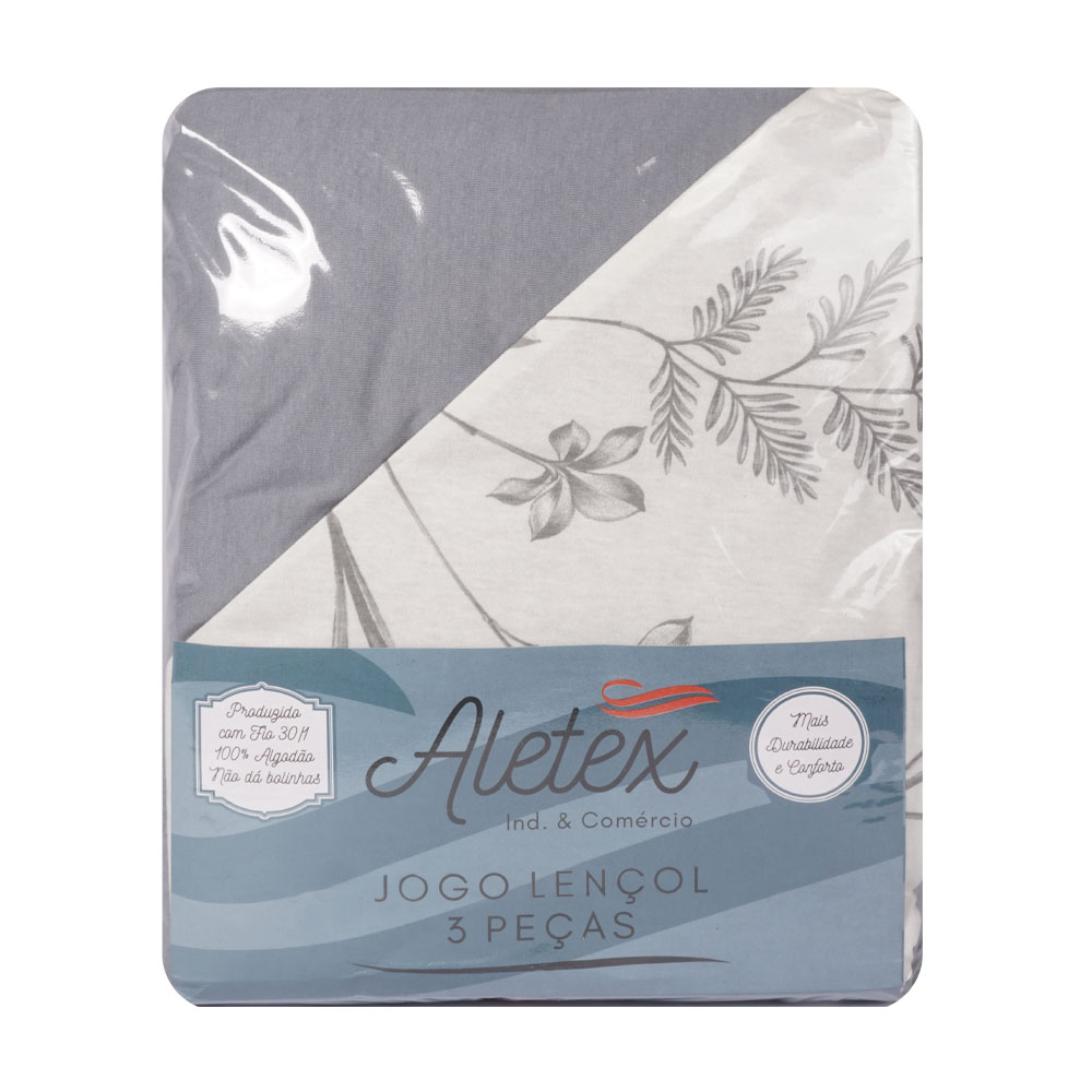 Jogo de Cama King Size Malha 3 Peças Aletex Grafite/Beija Flor ...