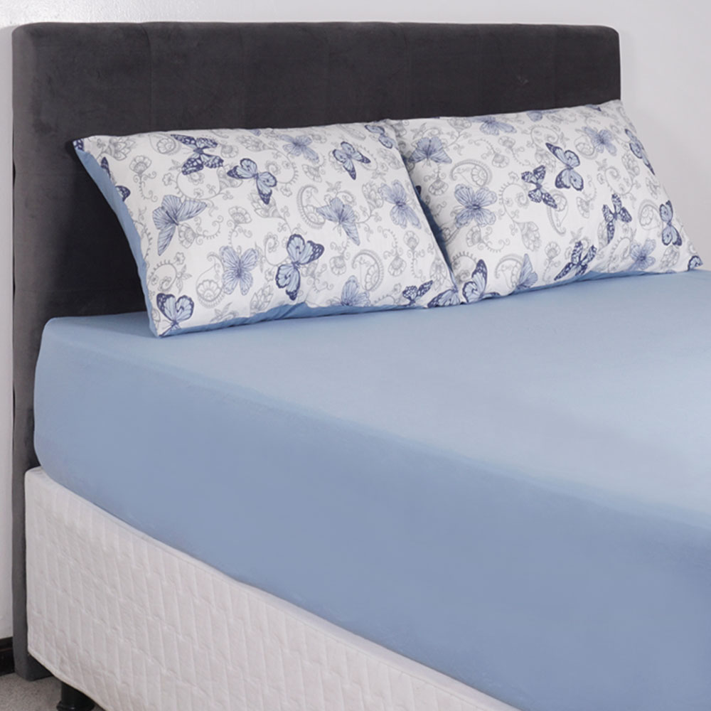 Jogo de Cama King Size Malha 3 Peças Aletex Azul/Borboletas - ShopCasa ...
