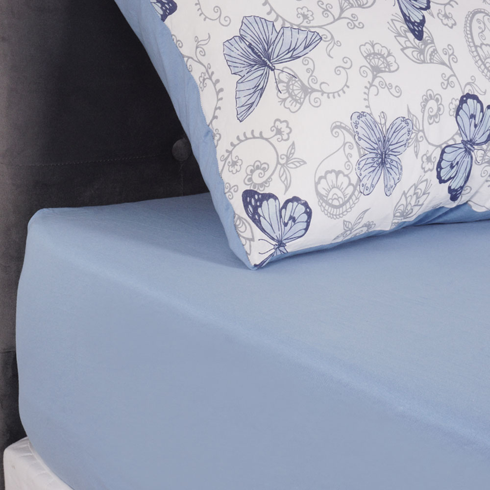 Jogo de Cama King Size Malha 3 Peças Aletex Azul/Borboletas - ShopCasa ...
