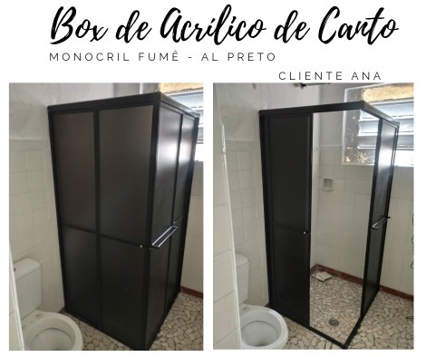 Box para Banheiro de Acrílico (Canto) - 0,80 x 0,80 x 1,90 altura - MV ...