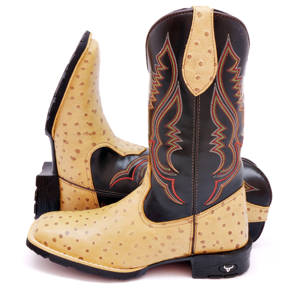 Bota Texana Cano Longo Country Cara de Boi Brete Boots Rodeio Roça ...
