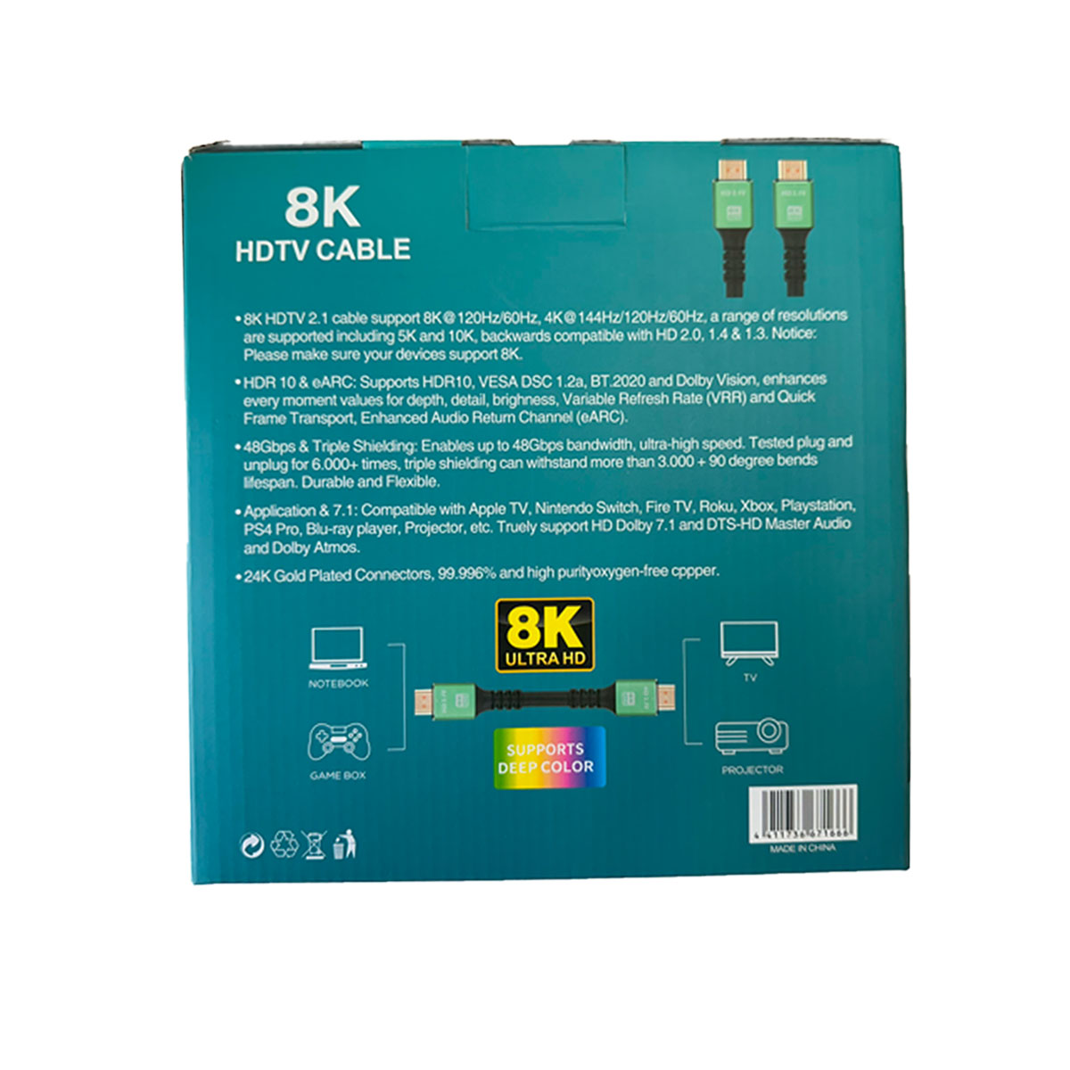 Cabo HDMI 2.1 8K 48gbps Ultra Premium blindado HD com HDR10 e ARC 20 ...