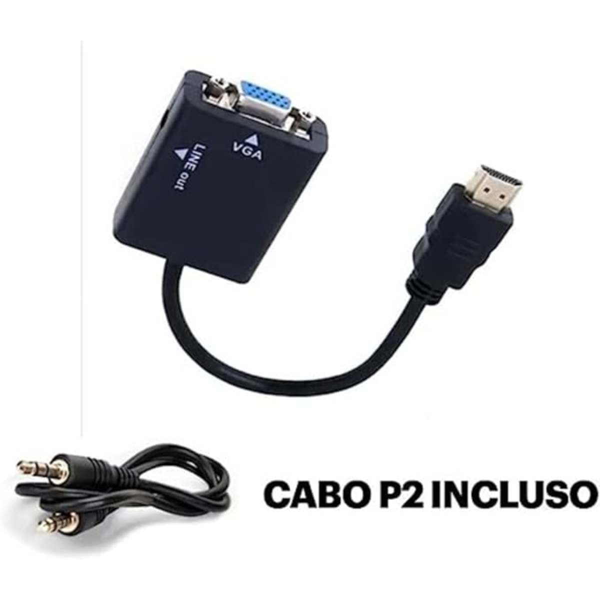 Cabo Conversor Adaptador Hdmi Para Vga Com Saída P2 Áudio - Conexão Partner