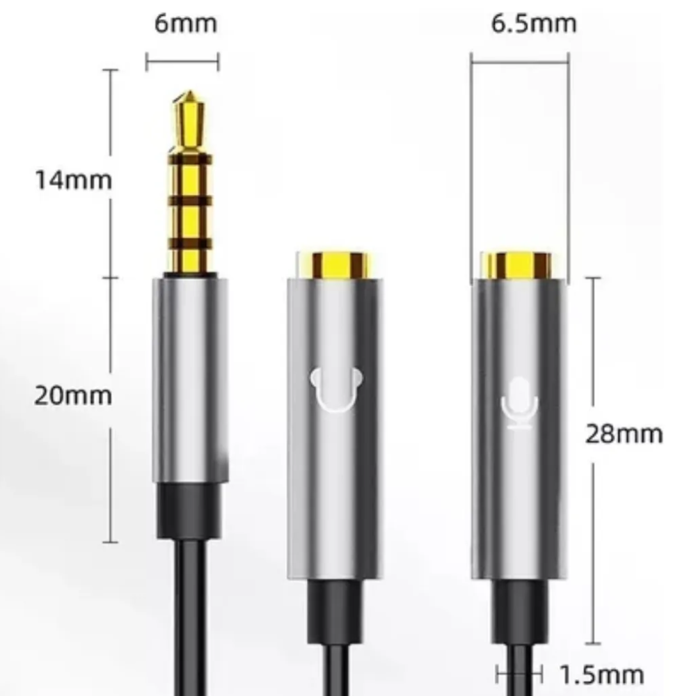 Cabo P3 Para Fone E Microfone Femea (Plug Metal) - Conexão Partner