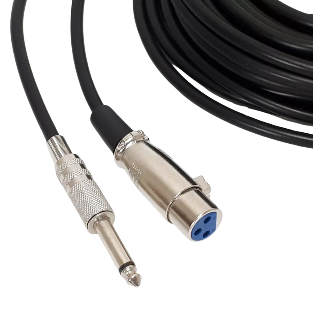 Cabo Microfone XLR Femea Para P10 - 5 Metros Profisssional - Conexão ...