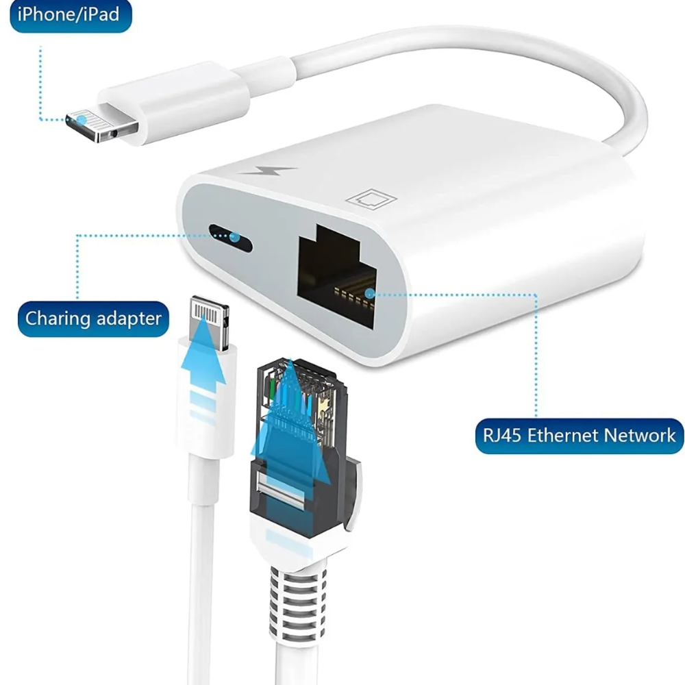 Cabo Conversor Iphone Para Rj45 Com Carregamento - Conexão Partner