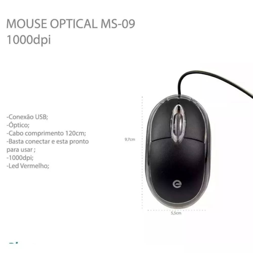 Mouse Com Fio Optico - Conex - Conexão Partner