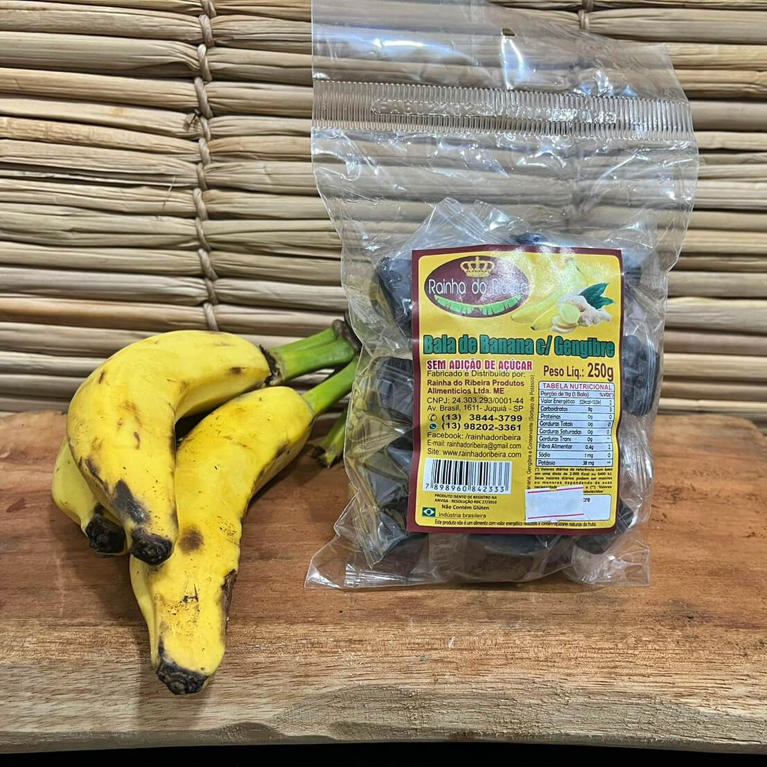 Bala de Banana Artesanal com Gengibre Zero Açúcar 250g - Prateleira ...