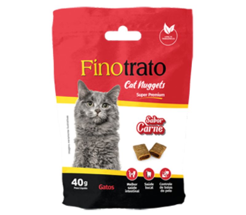 Petisco Finotrato Cat Nuggets Carne 40g - Agrado Delicioso para Gatos ...