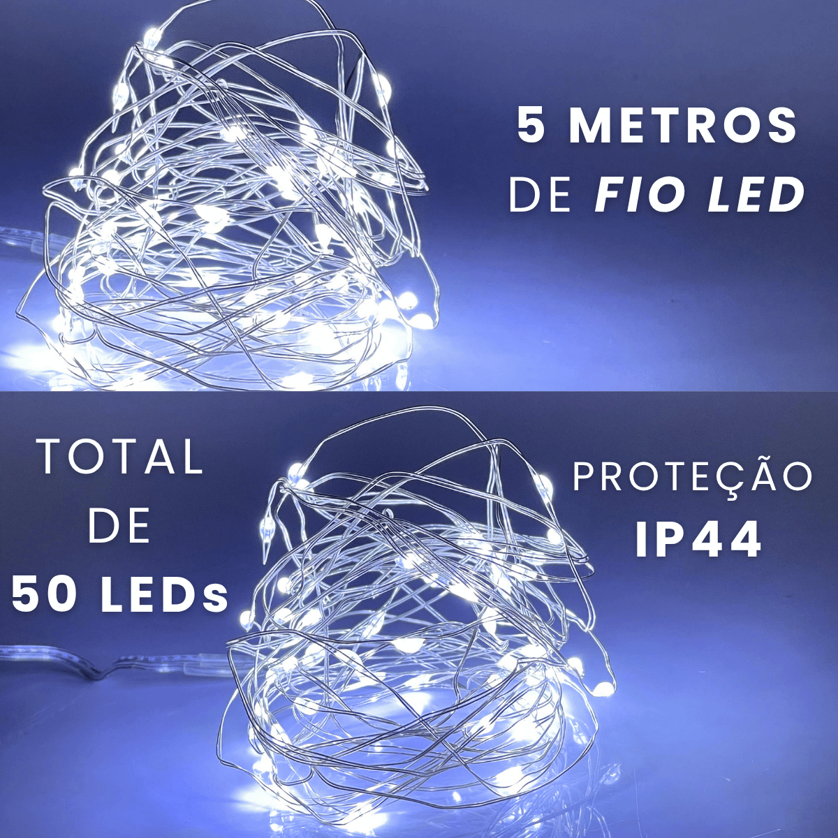 FIO DE FADA A PILHA 50 LED 5 METROS BRANCO FRIO - Ativa Store