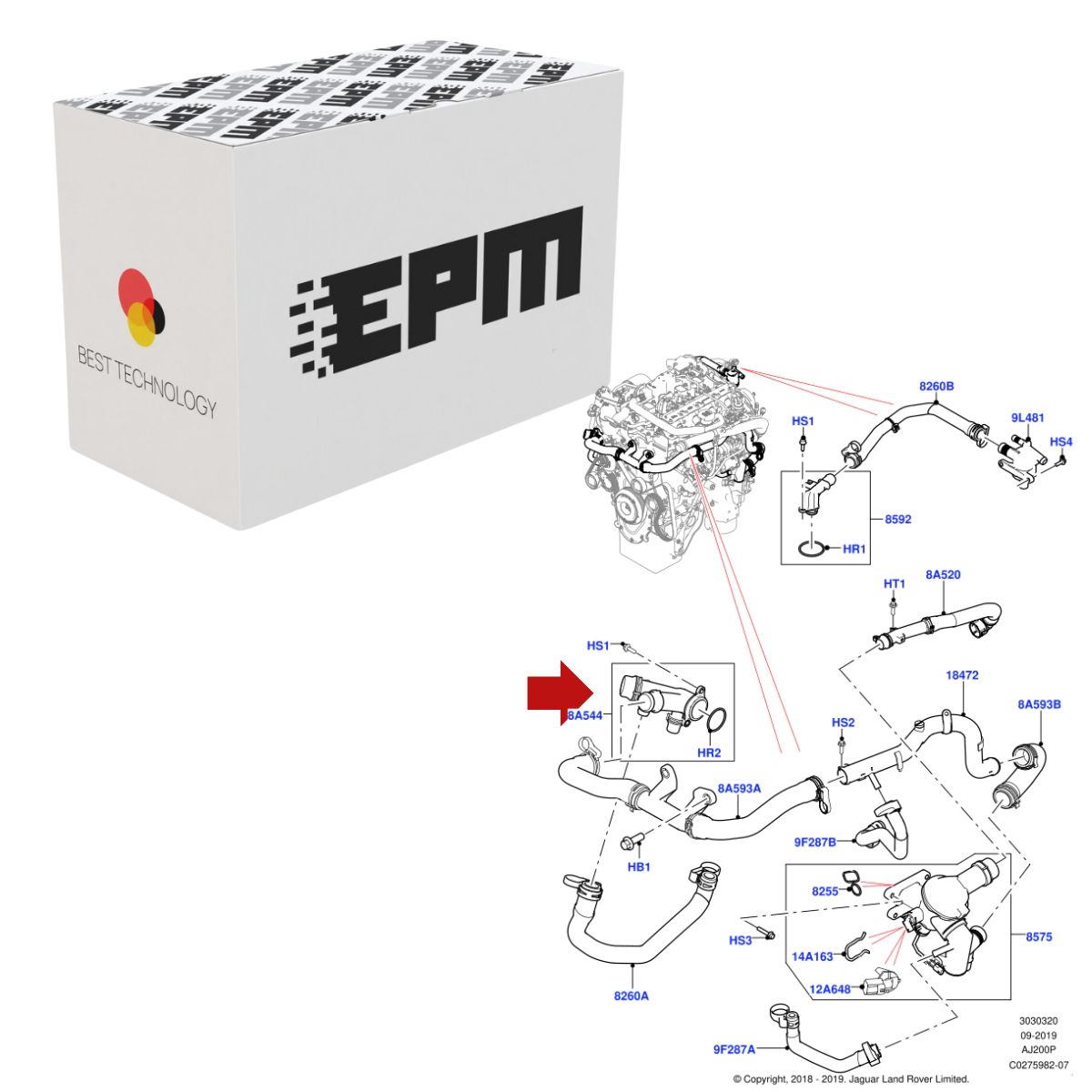 Flange Tubo Dagua Land Rover Jaguar - LR092129, LR181890, JDE39414 ...