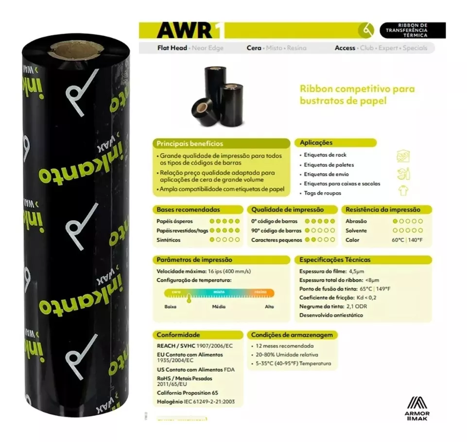 Caixa 24 Ribbon Cera Armor Inkanto AWR1 110x74m - BENOFLEX