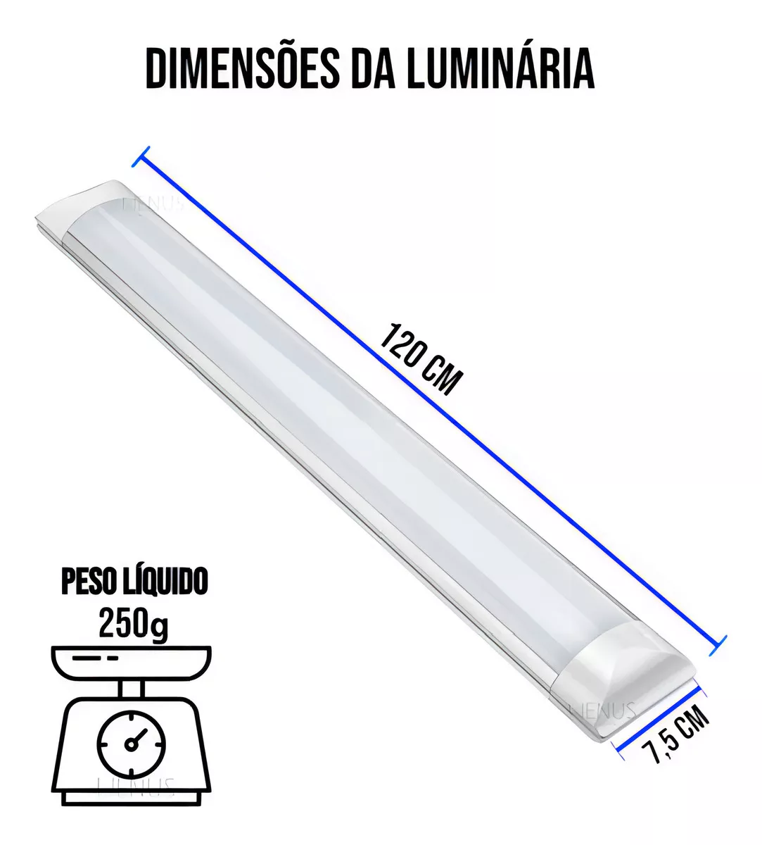 Luminária Slim Led Batten 36w 120cm 6500k Branco frio Bivolt - Servcom ...