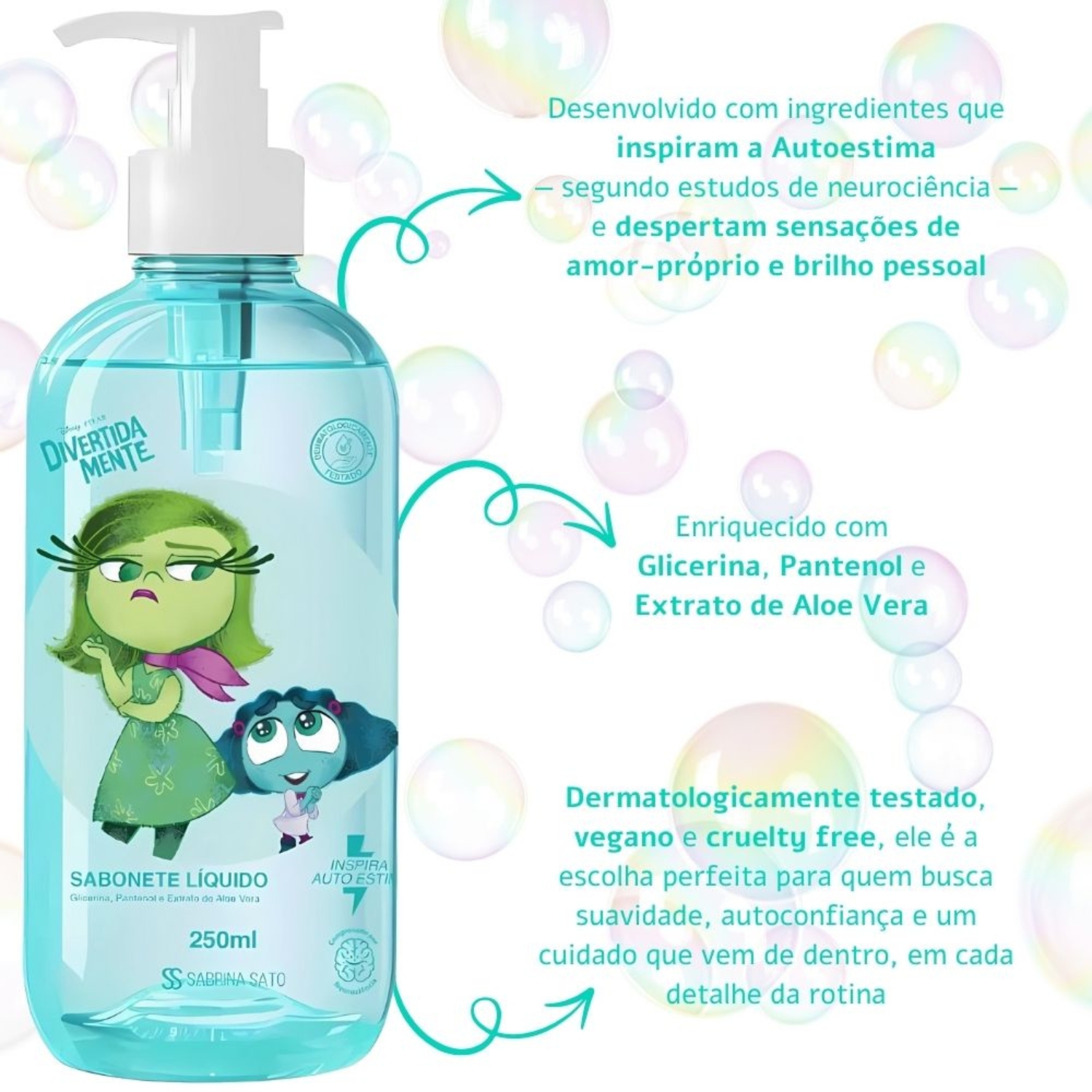 Sabonete Líquido Nojinho e Inveja Divertida Mente & Sabrina Sato 250ml - Cia Beauty