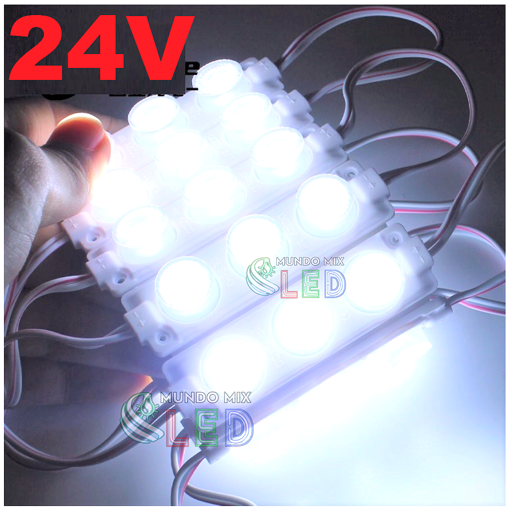 Módulo LED Mega Lente 3030 3W 24V 3-LEDs Branco FRIO 8000k IP67 24Volt ...