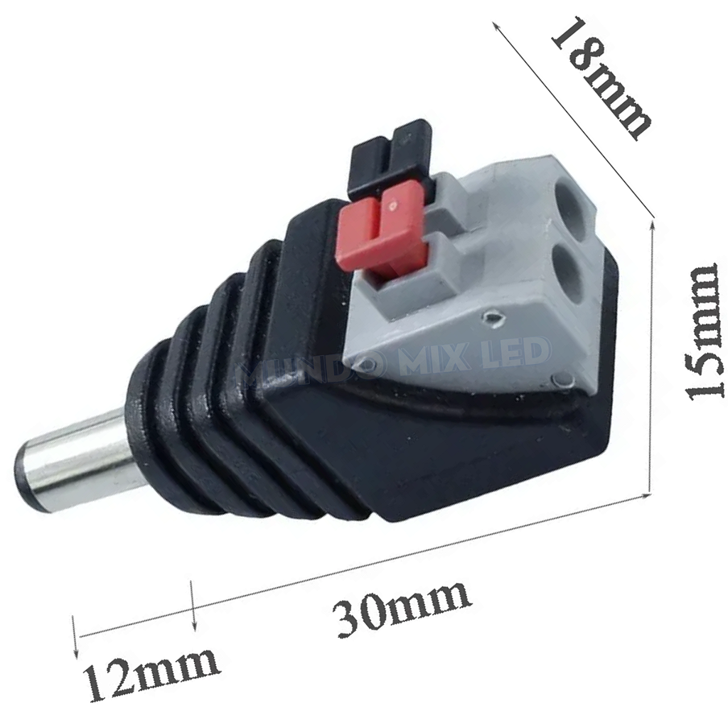 Conector PLUG Borne Pressão Vermelho Macho P4 J4 Para Fonte e LEDs 12v ...