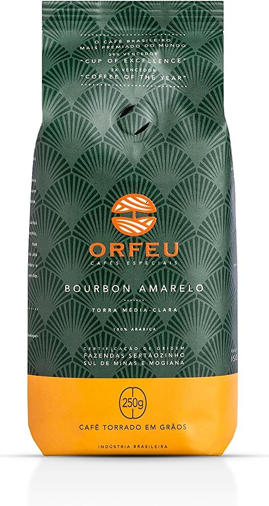 Café Orfeu Bourbon Amarelo Torrado em Grãos 250g - Locafé Profissional