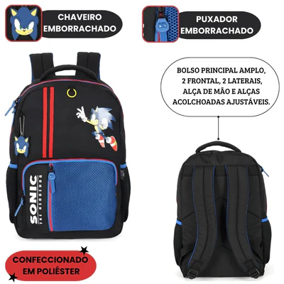 Mochila De Costas Sonic The Hedgehog Preta - Metrópole Games ...
