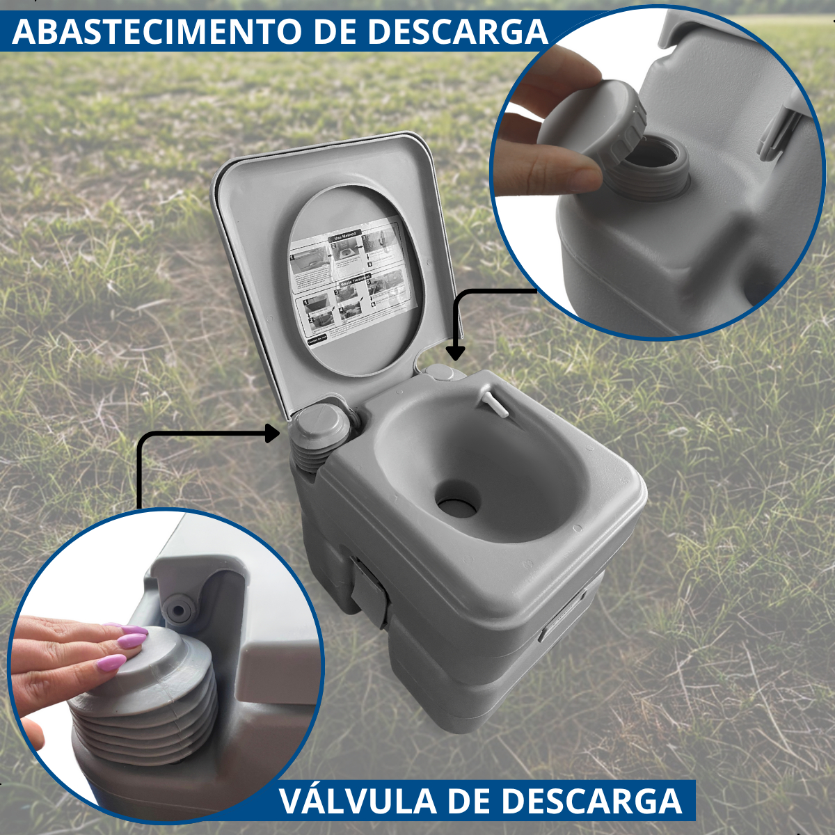 Vaso Portatil Sanitário Banheiro 20lts Camping Suporta 150kg Lancha ...