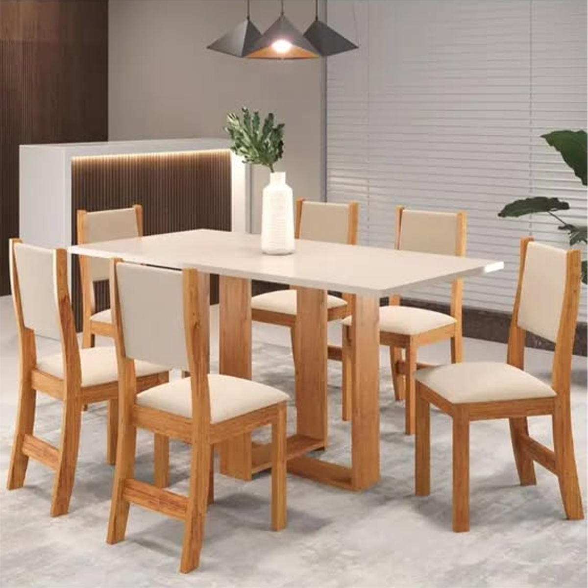 Mesa de Jantar Viero Luna 1.60m 6 Cadeiras Sol | Bruno Eletromóveis - SITE - Bruno Eletromóveis