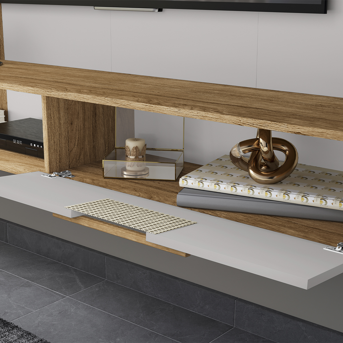 Painel para TV Jeri Cinamomo Off White | 65 Polegadas | Bruno - SITE - Bruno Eletromóveis