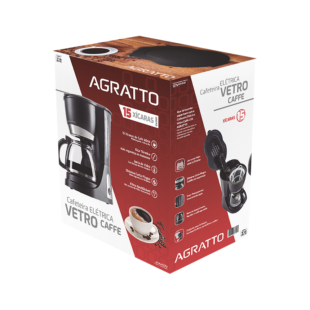 Cafeteira Elétrica Agratto Vetro 15x 127V | Bruno Eletromóveis - SITE ...