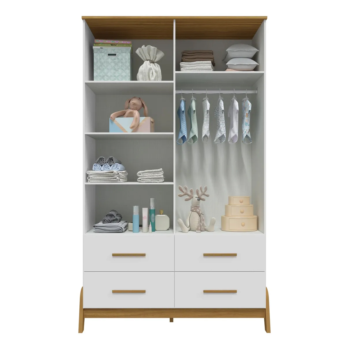 Guarda Roupas Peroba Guti Retrô 4P 4G Branco Amêndoa MDF | Bruno - SITE ...