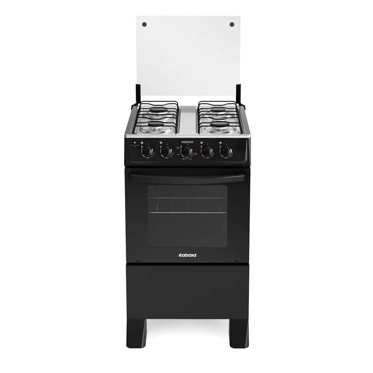 Fogão Itatiaia Star Clean 4 Bocas Preto Pés Altos Mesa Inox | Bruno ...