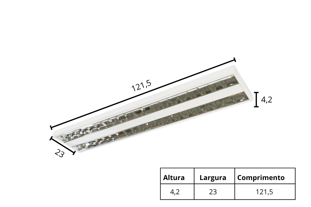 Luminária de Sobrepor Aletada 2xT5 4,2x23x121,5cm GSG LS46 - GSG ...