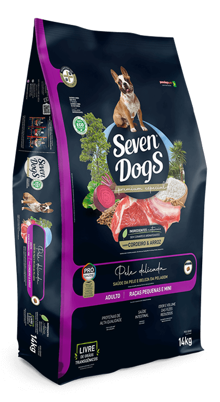Seven Dogs Cães Adultos Porte Pequeno e Mini 10,1Kg Sabor Cordeiro e ...