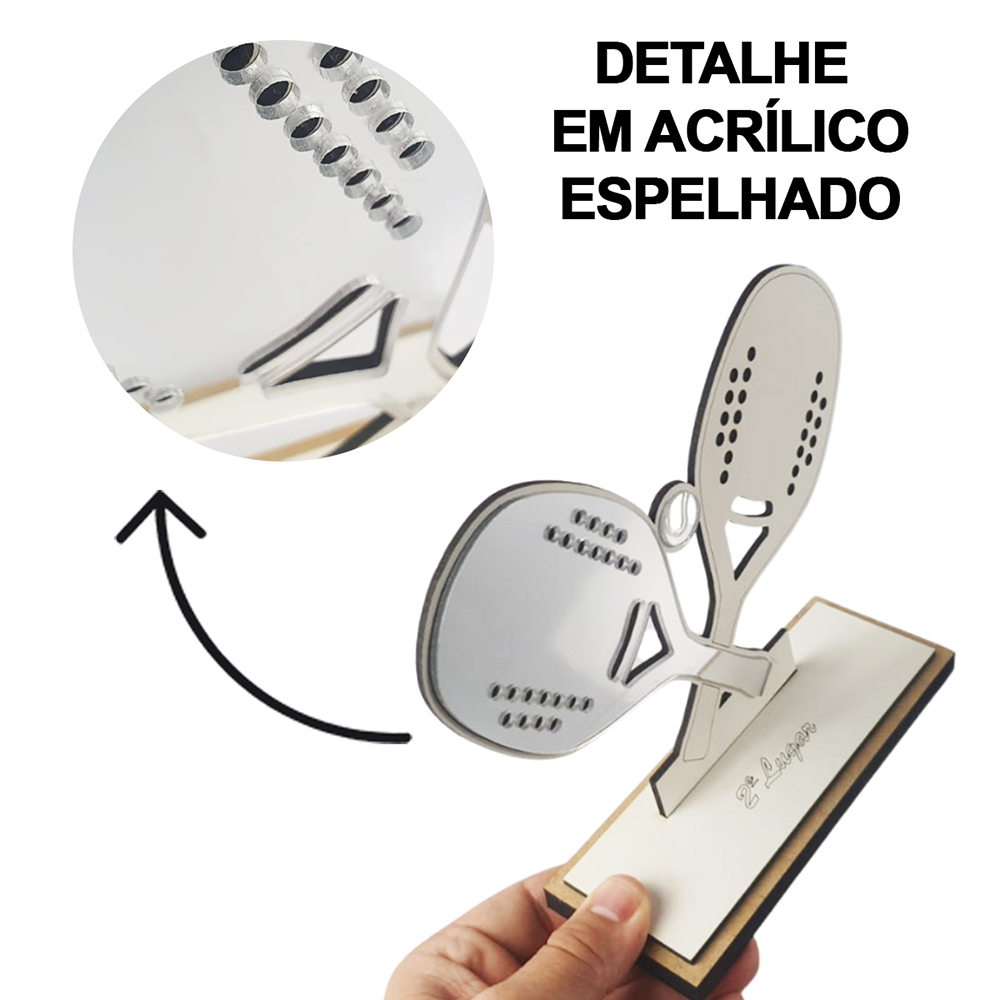 Kit 6 Troféu Beach Tennis Acrilico Dourado Prata Bronze Personalizada - Ace Lovers