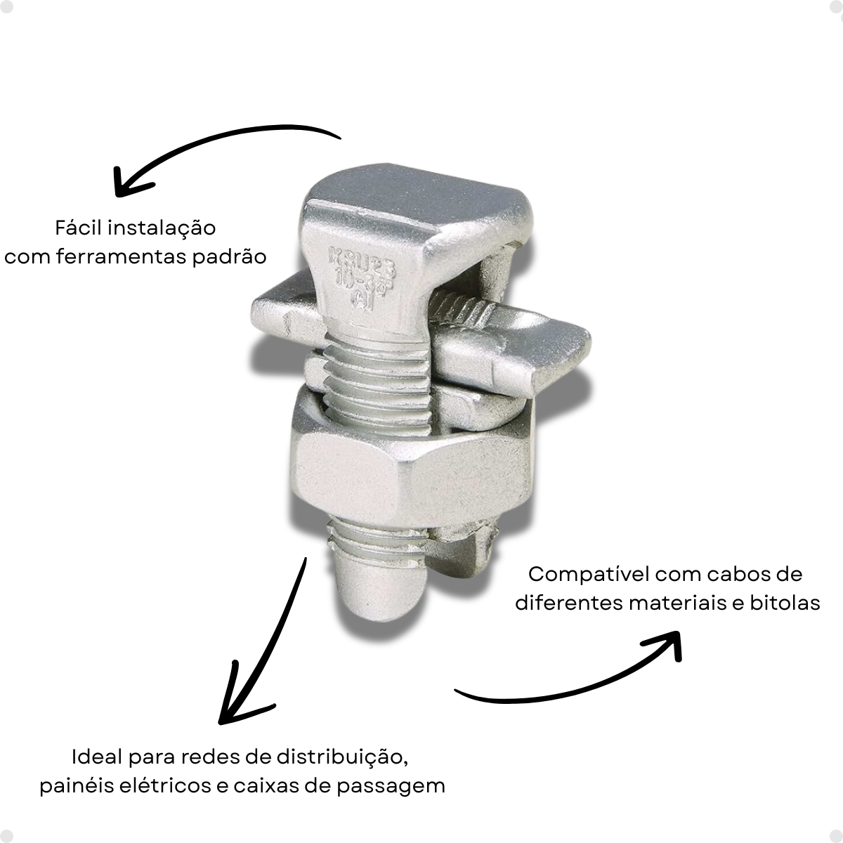 CONECTOR SPLIT BOLT PARAFUSO FENDIDO BIMETÁLICO 50MM ESTANHADO 1 PEÇA ...