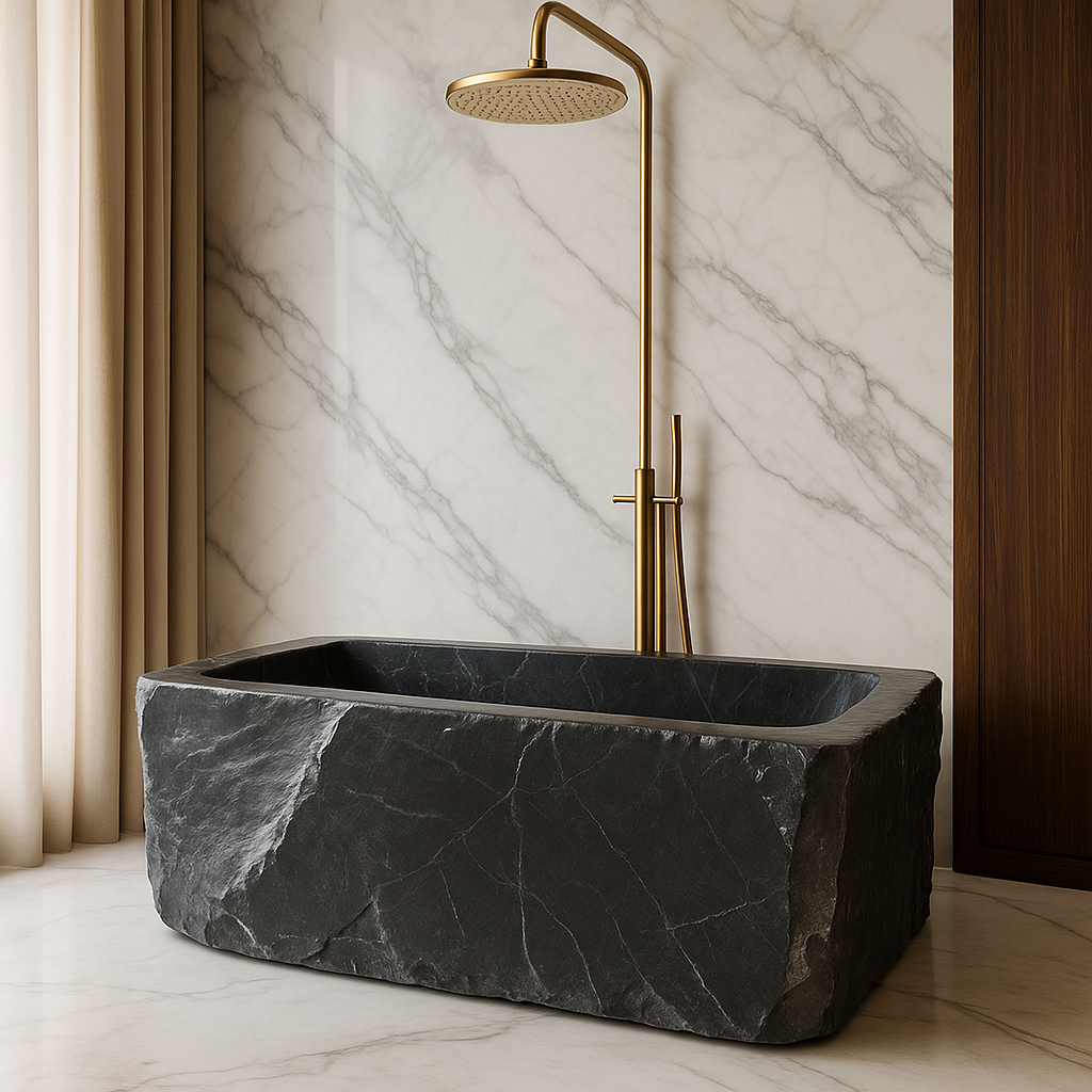 Banheira de Mármore Natural Esculpida – Luxo e Sofisticação - BISTONE