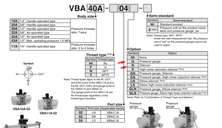 Booster Série VBA20A-03GN 3/8" - Tudo em Automação Industrial