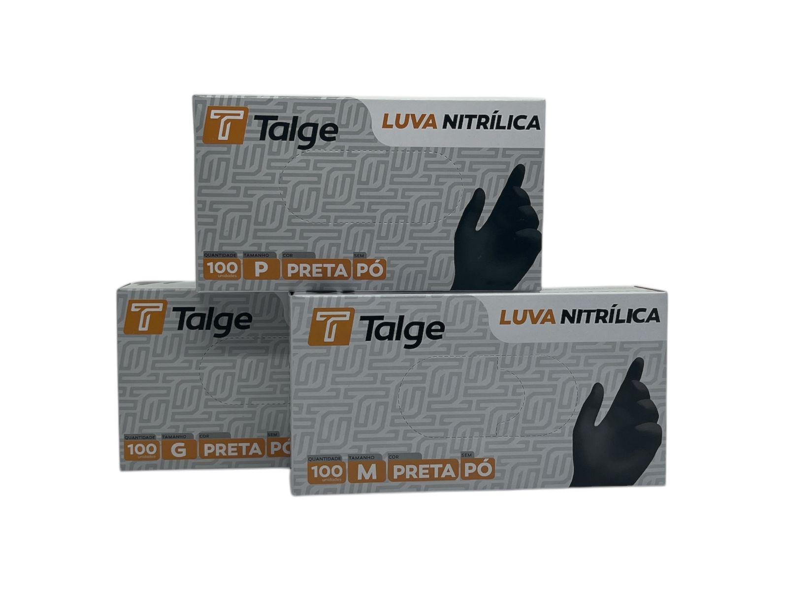 LUVA NITRÍLICA TALGE TAMANHO ( M ) S/ PÓ PRETA CAIXA C/ 100 UNID- - GM ...